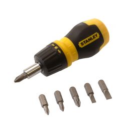 Stanley Stubby Ratchet Screwdriver with 6 screwdriver bits STA066358